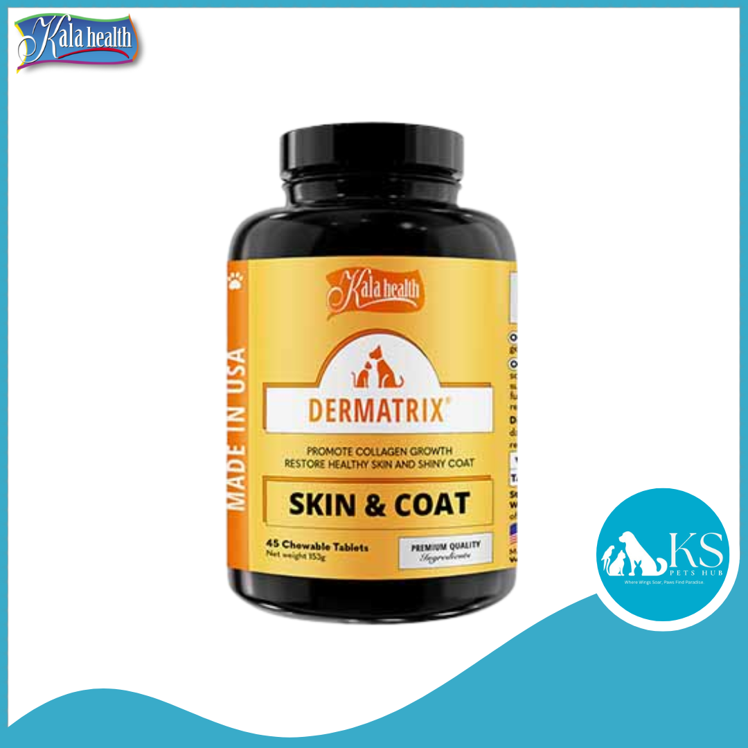 Kala Health Dermatrix Skin & Coat 45 Chewable Tablets For Cats & Dogs ...