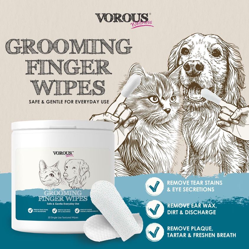 Vorous Wellness Grooming Finger Wipes For Pets 50pcs – KS Pets Hub
